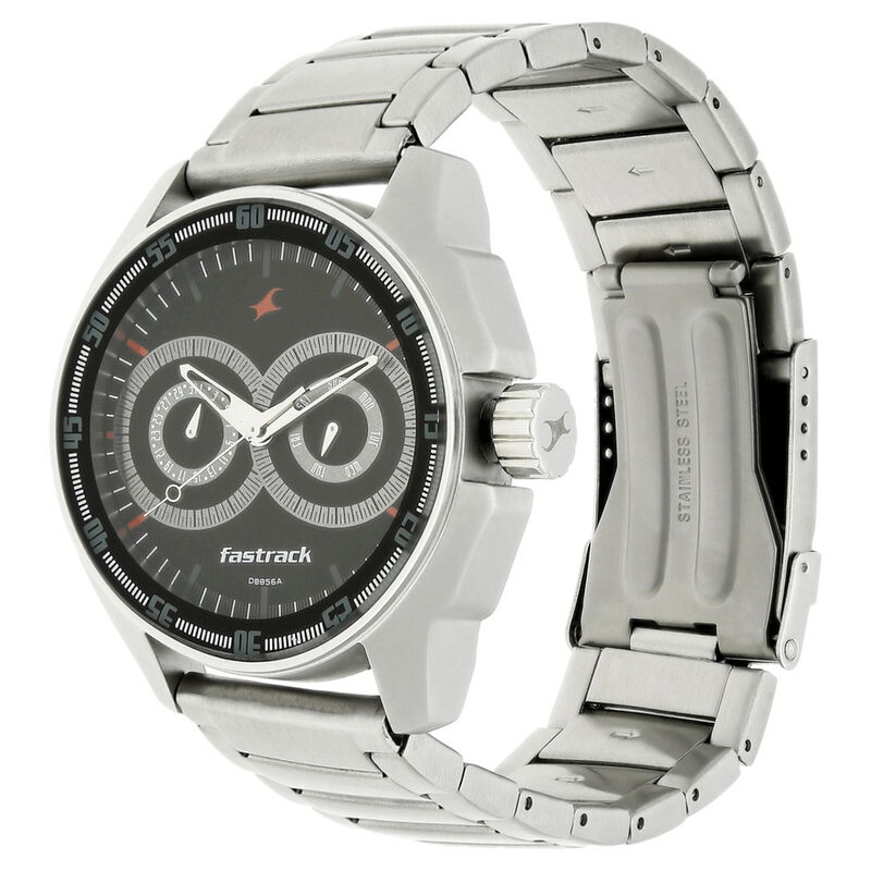 Fastrack Black Magic Quartz Analog Black Dial Stainless Steel Strap ...