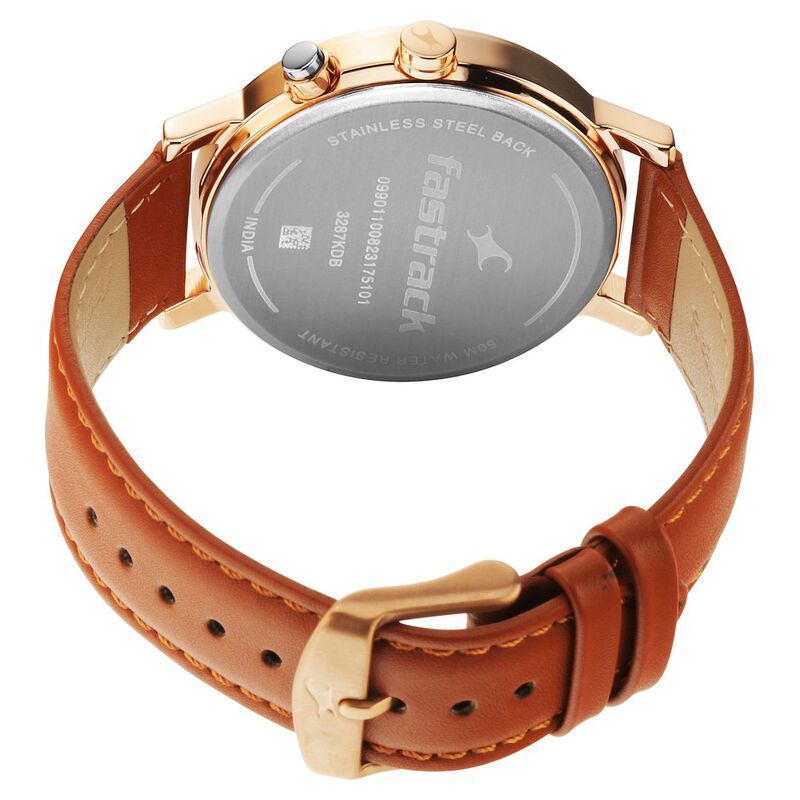 Fastrack Tick Tock Quartz Analog Blue dial Leather Strap Watch for Guys