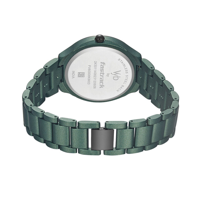 Fastrack Vyb Slayer Quartz Analog Green Dial Metal Strap Watch for Girls
