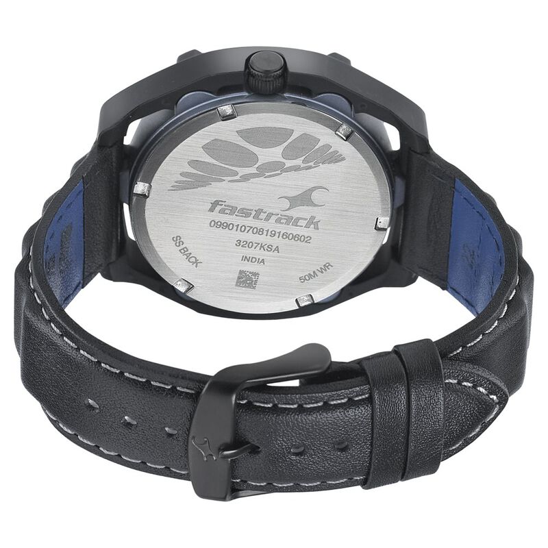 Fastrack Space Rover Quartz Analog Moonphase White Dial Leather Strap ...
