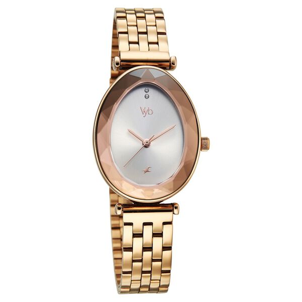 Buy Online Vyb Prodigy By Fastrack Quartz Analog Silver Dial Rose Gold ...