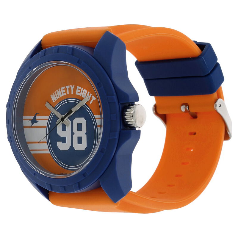 Fastrack Quartz Analog Orange Dial Plastic Strap Watch for Unisex