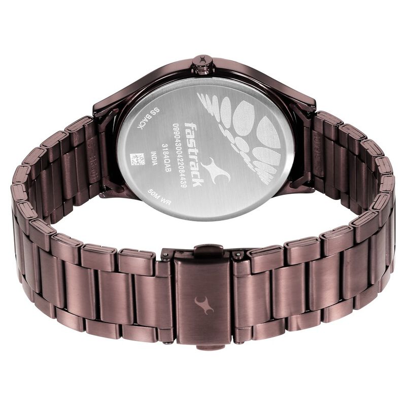 Fastrack Style Up Quartz Analog Brown Dial Stainless Steel Strap Watch ...