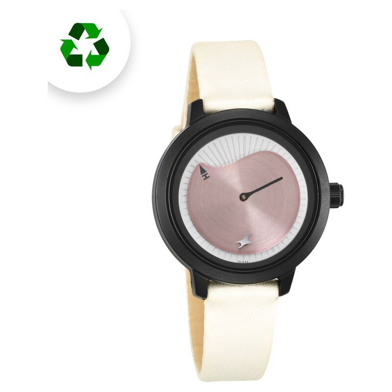 Fastrack Revibe Quartz Analog White Dial Fabric Strap Watch for Girls