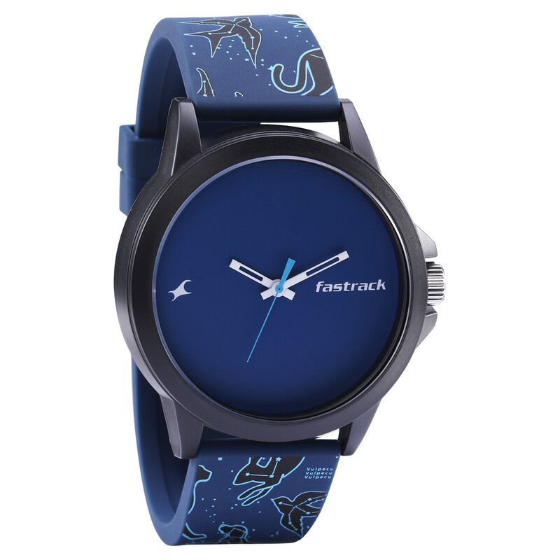 Buy Online Fastrack Space Rover Quartz Analog Blue Dial Silicone Strap ...