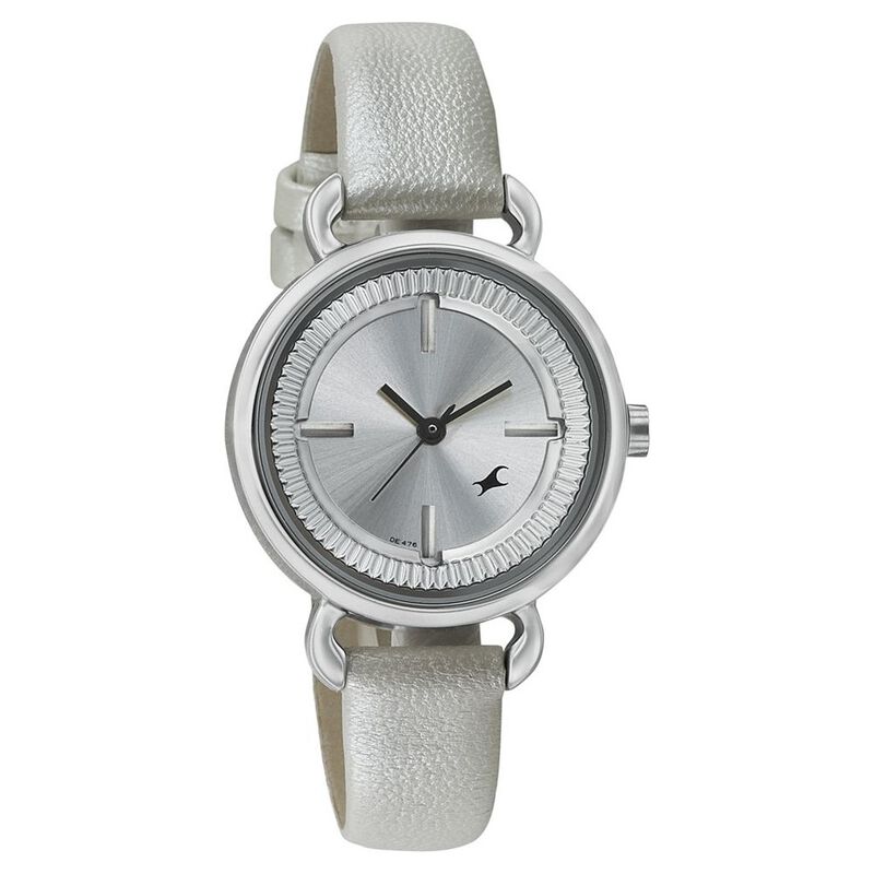 Buy Online Fastrack Quartz Analog Silver Dial Leather Strap Watch for ...