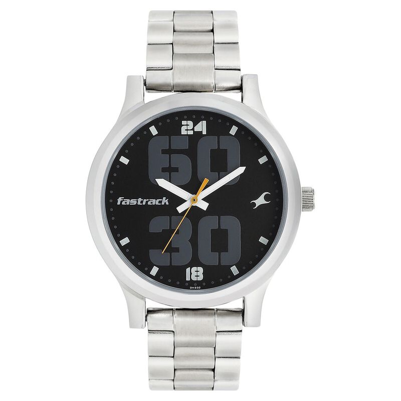Buy Online Fastrack Bold Quartz Analog Black Dial Stainless Steel Strap ...