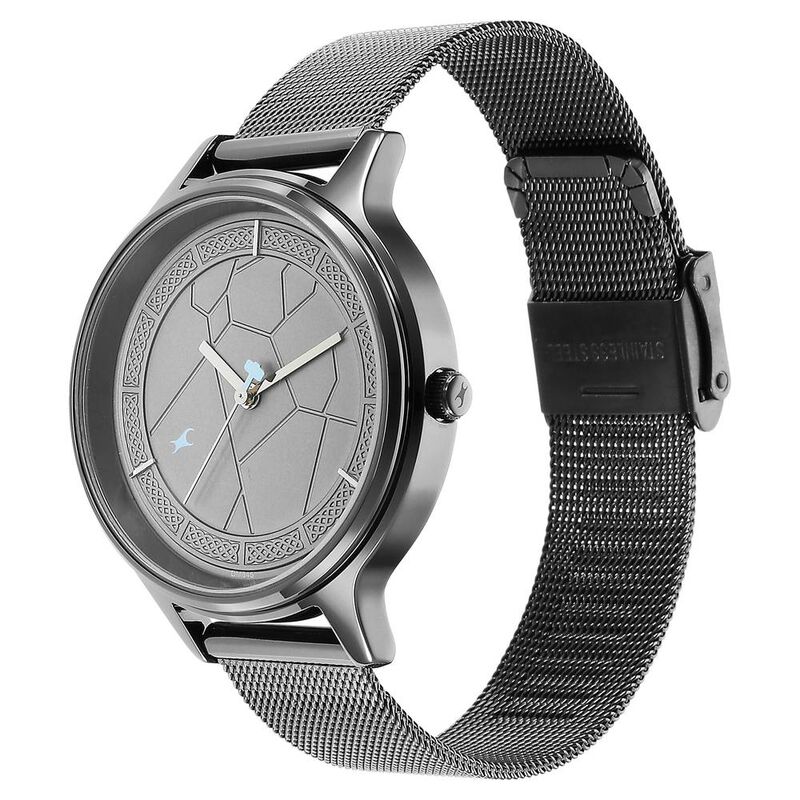 Fastrack Thor Quartz Analog Grey Dial Stainless Steel Strap Watch for Girls
