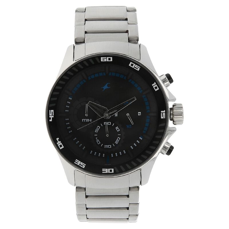 Buy Online Fastrack Big Time Quartz Chronograph Black Dial Stainless ...