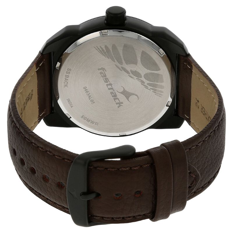 Fastrack Quartz Analog Brown Dial Leather Strap Watch for Guys