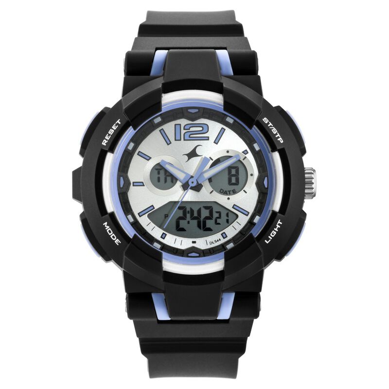 Fastrack Street Line Quartz Analog Digital Silver Dial PU Strap Watch ...