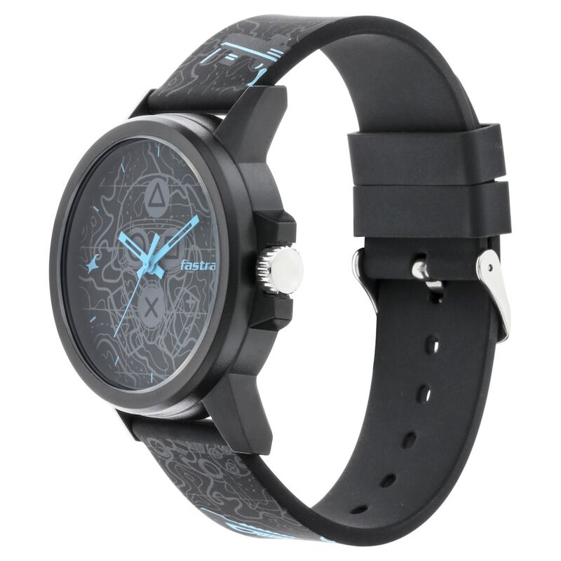 Fastrack Unisex Arcade cyberpunk Watch: Charcoal Hues with Aqua Accent