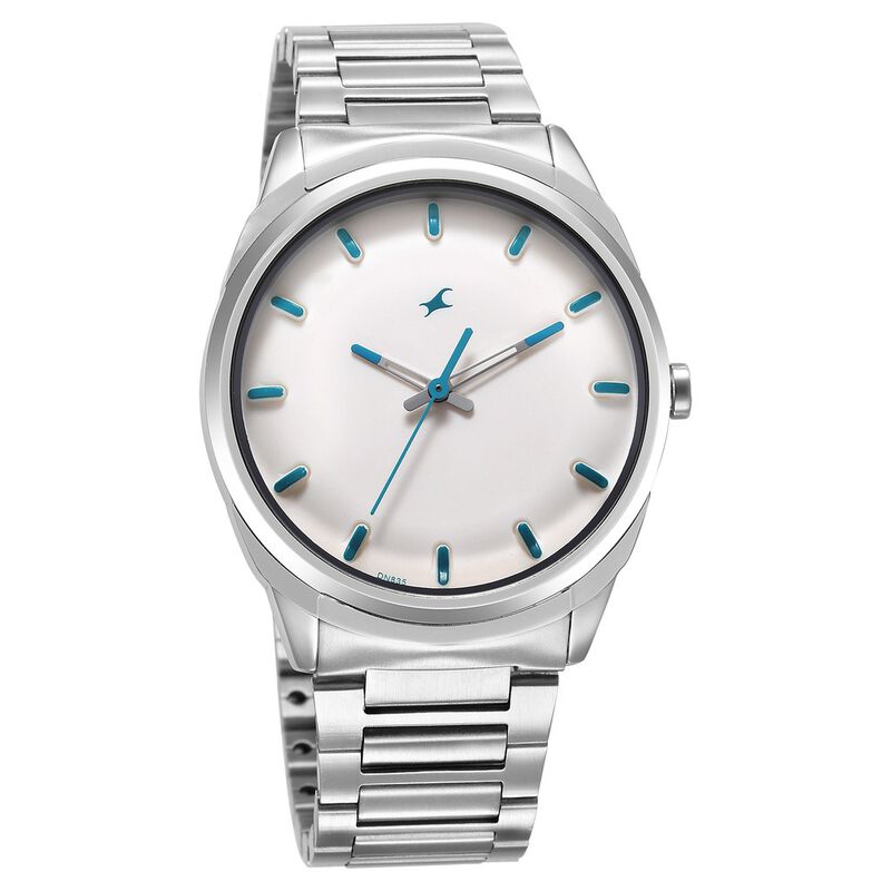 Fastrack Quartz Analog White Dial Silver Stainless Steel Strap Watch ...