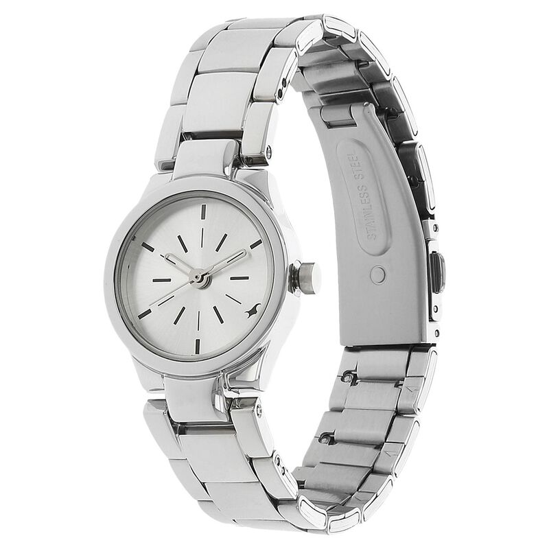 Fastrack Quartz Analog Silver Dial Metal Strap Watch for Girls