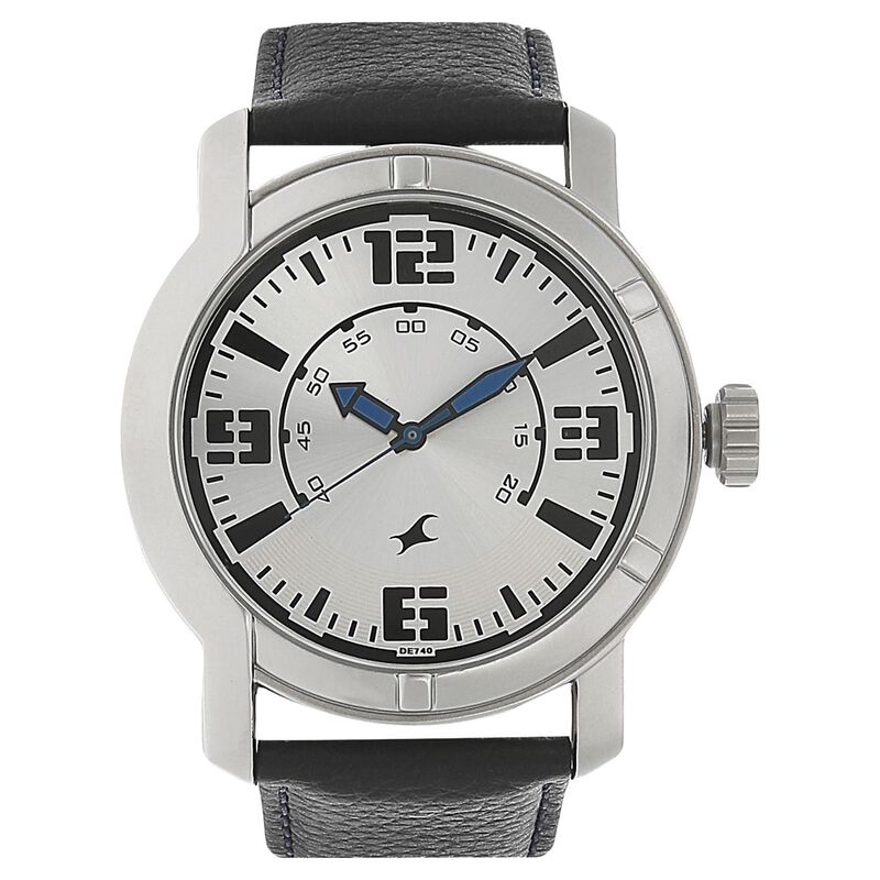 Buy Online Fastrack Quartz Analog Silver Dial Leather Strap Watch for ...