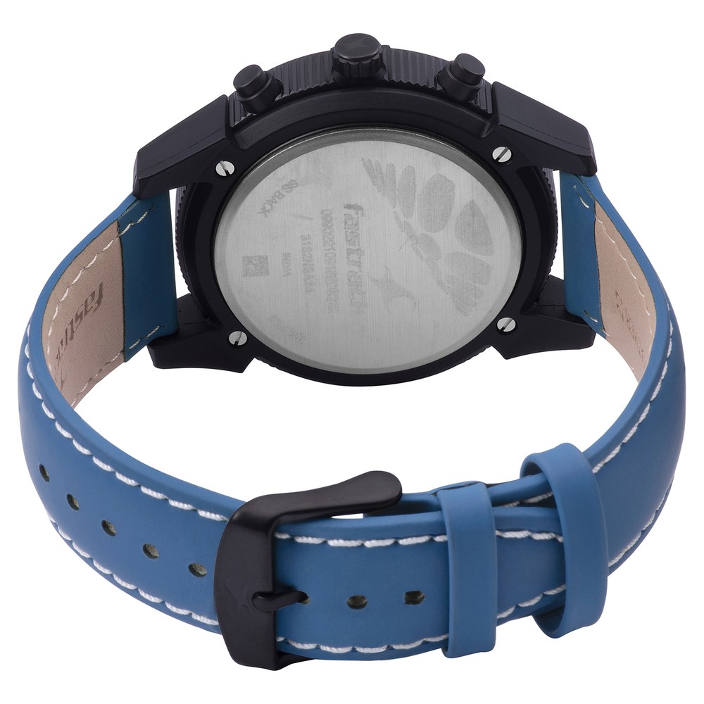 Buy Online Fastrack Modular Quartz Analog Blue Dial Leather Strap Watch ...