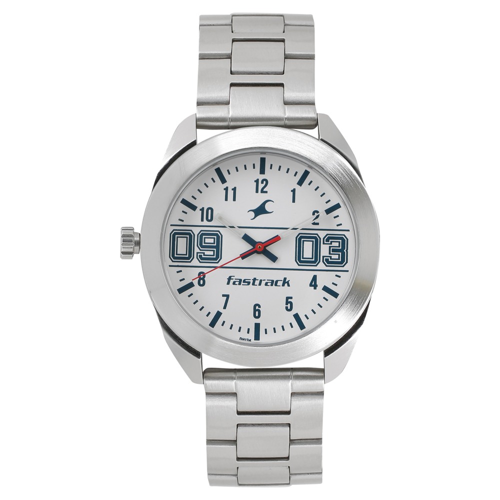 Buy Online Fastrack Varsity Quartz Analog White Dial Stainless Steel ...