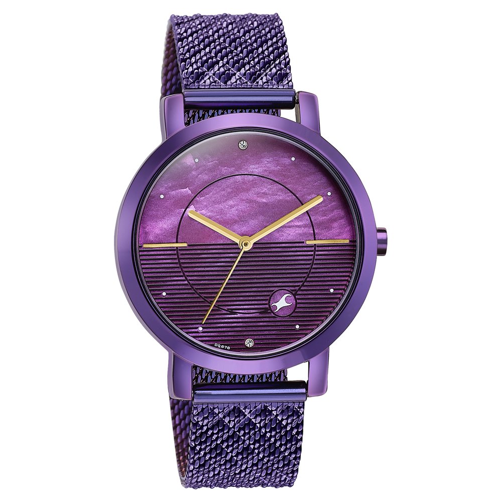 Buy Online Fastrack Style Up Quartz Analog Purple Mother Of Pearl Dial ...