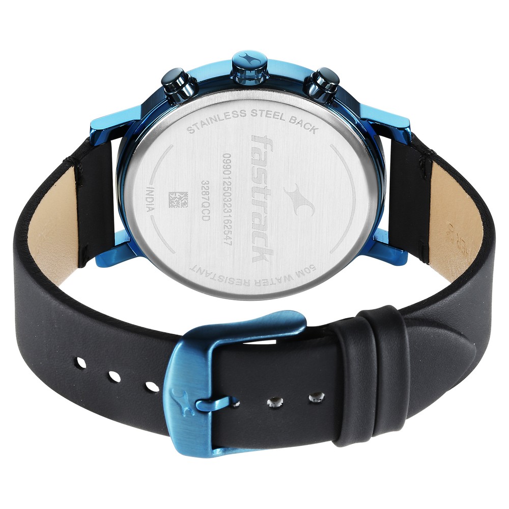 Buy Online Fastrack Kronos Multifunction Black Dial Leather Strap Watch ...