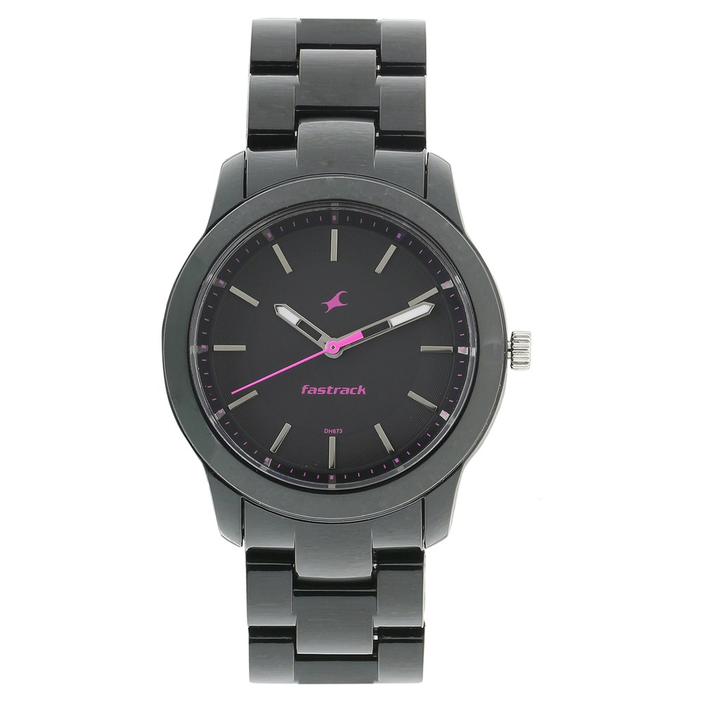Buy Online Fastrack Trendies Quartz Analog Black Dial Plastic Strap ...