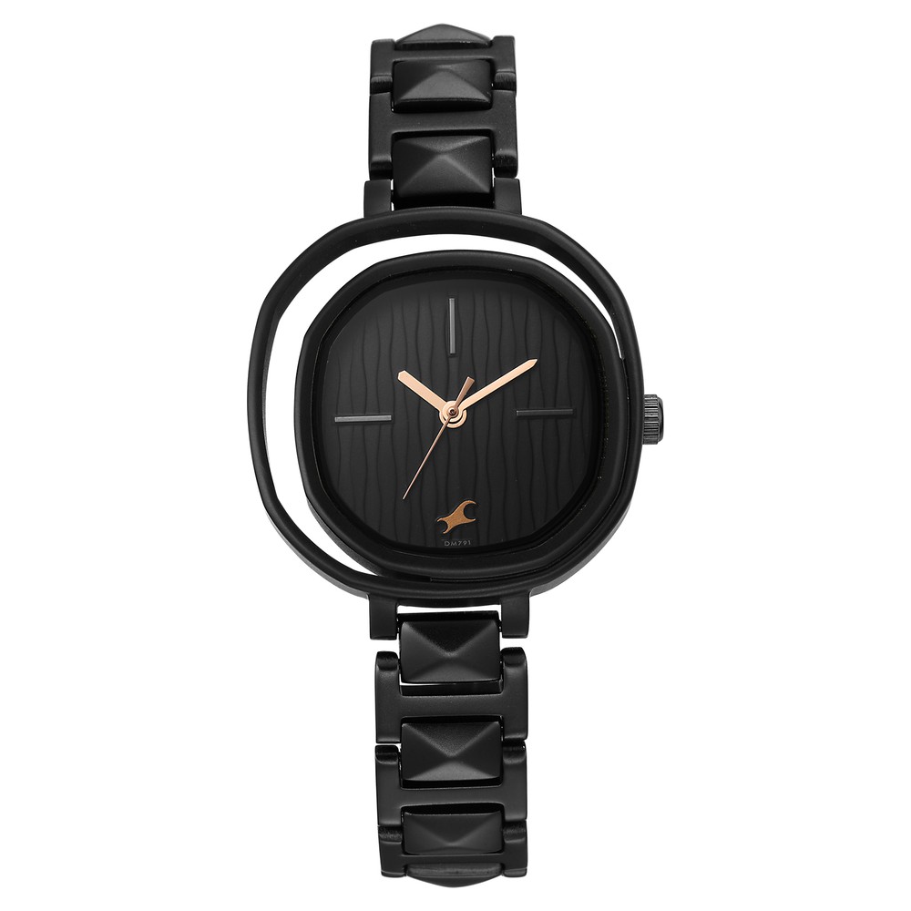 Buy Online Fastrack Opulence Quartz Analog Black Dial Metal Strap Watch ...