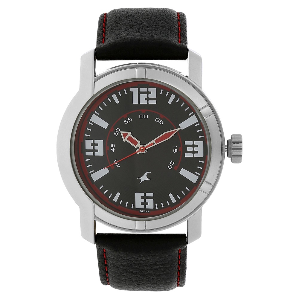 Buy Online Fastrack Quartz Analog Black Dial Leather Strap Watch for ...