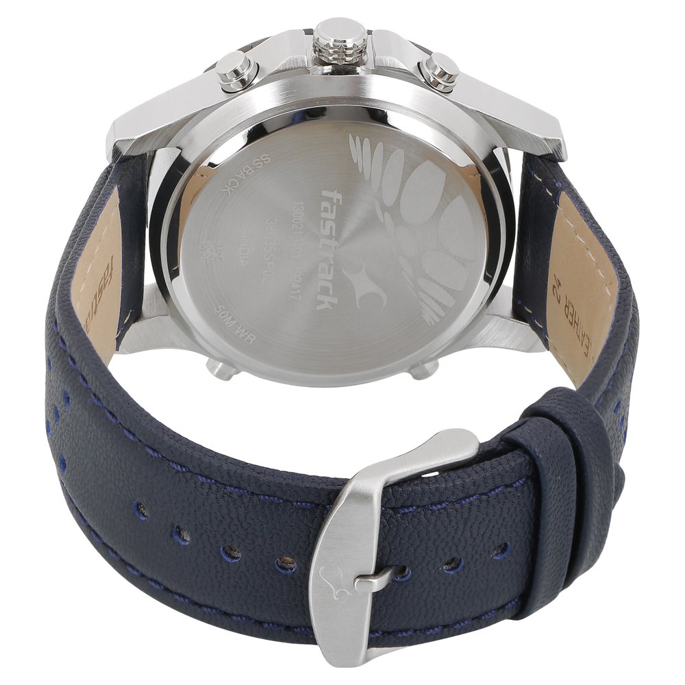 Buy Online Fastrack Quartz Analog Digital Grey Dial Leather Strap Watch ...