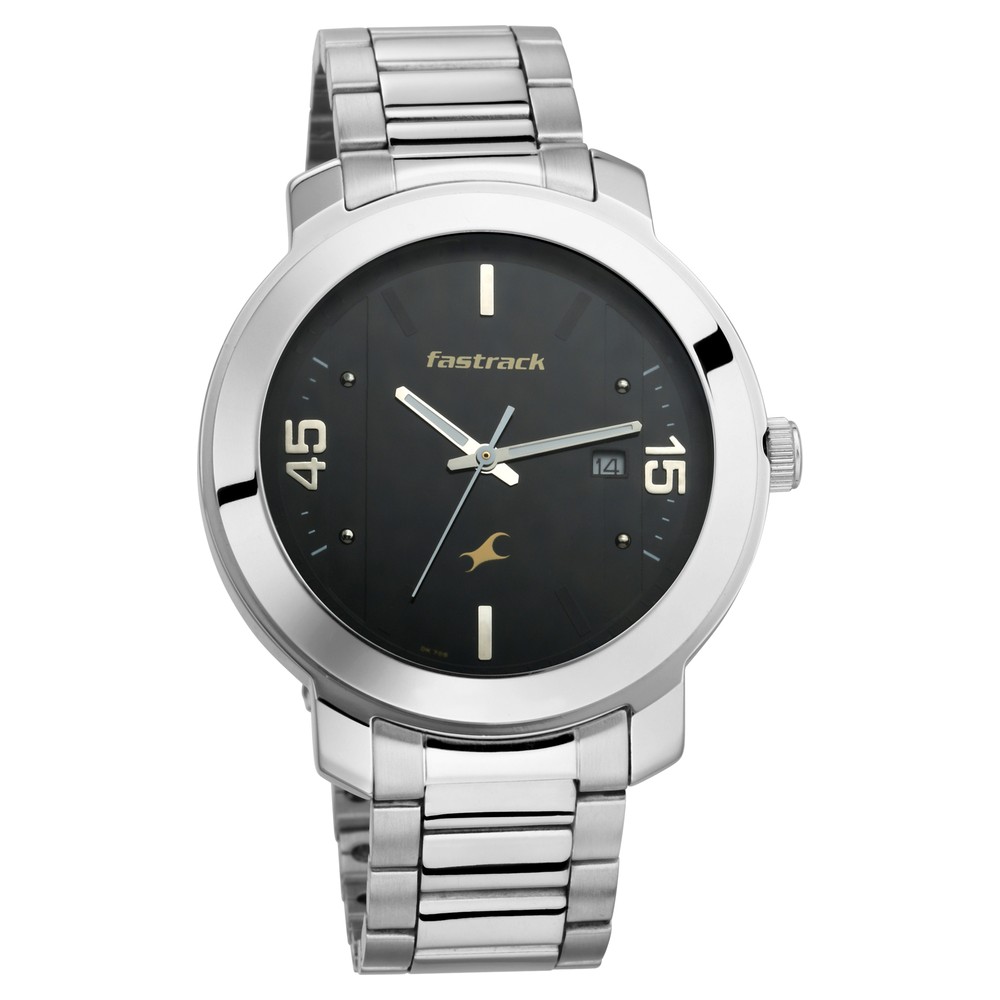 Buy Online Fastrack Bare Basics Quartz Analog with Date Black Dial ...