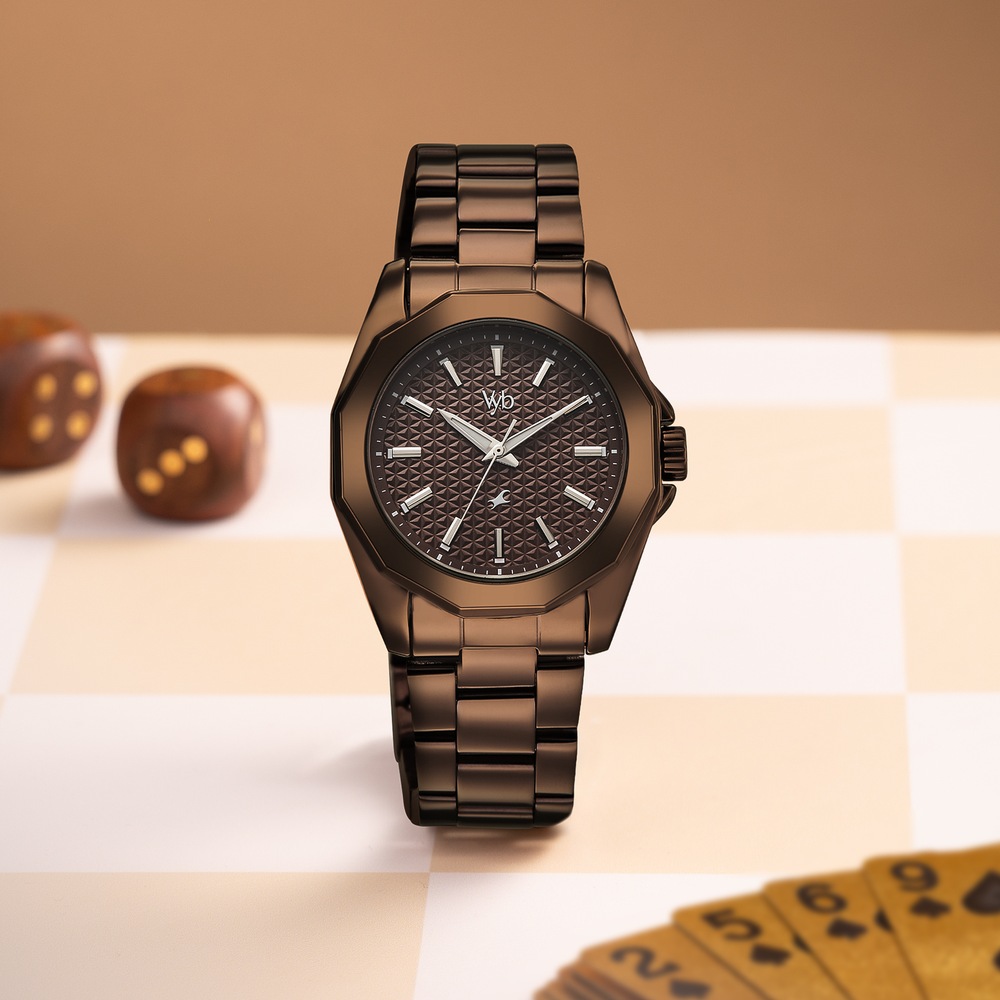 Buy Online Vyb Challenger By Fastrack Quartz Analog Brown Dial Brown ...