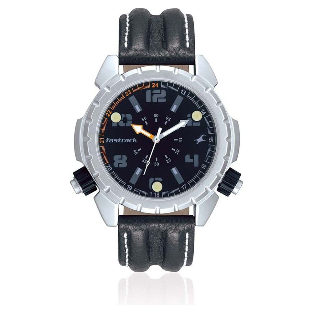 Buy Online Fastrack Quartz Analog Black Dial Leather Strap Watch for ...