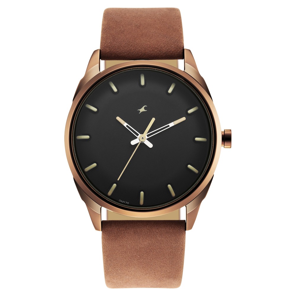 Buy Online Fastrack After Dark Black Dial Leather Strap Watch for Guys ...
