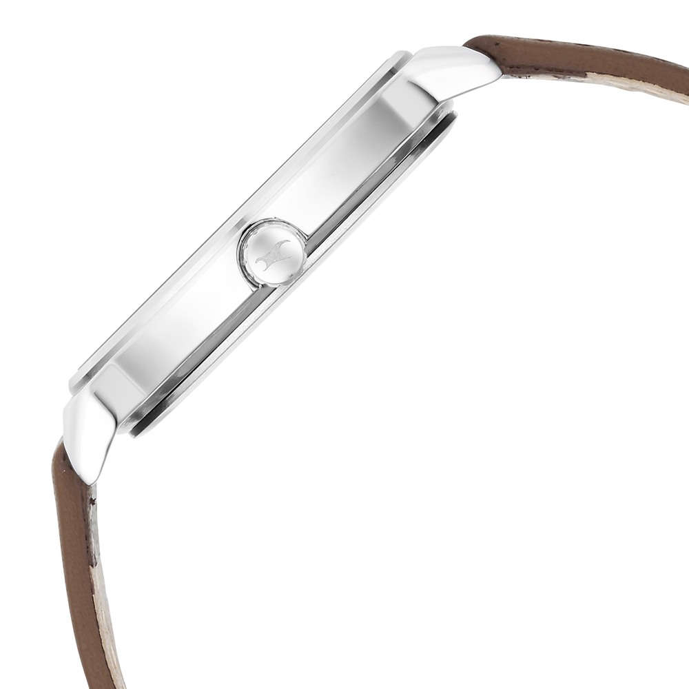 Buy Online Fastrack Stunners Quartz Analog Grey Dial Brown Leather ...