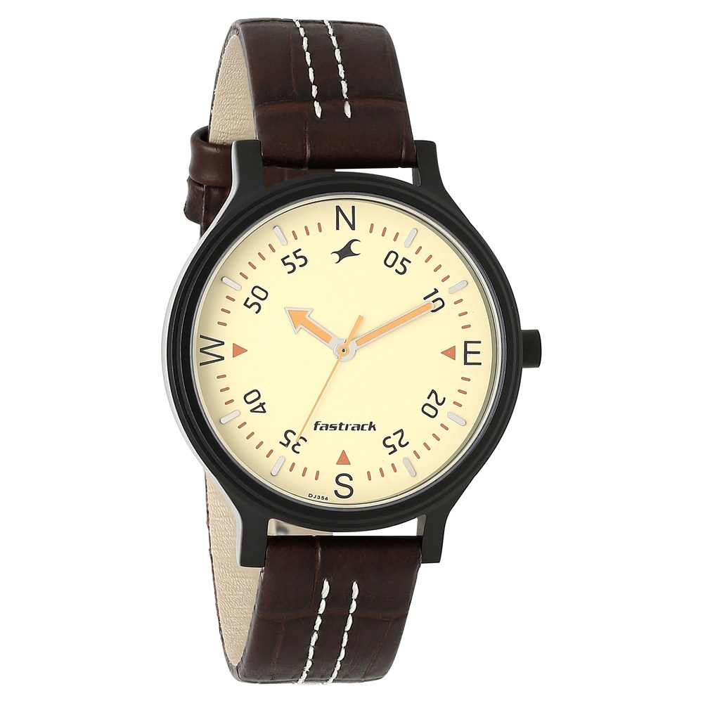 Buy Online Fastrack Road Trip Quartz Analog Yellow Dial Leather Strap ...