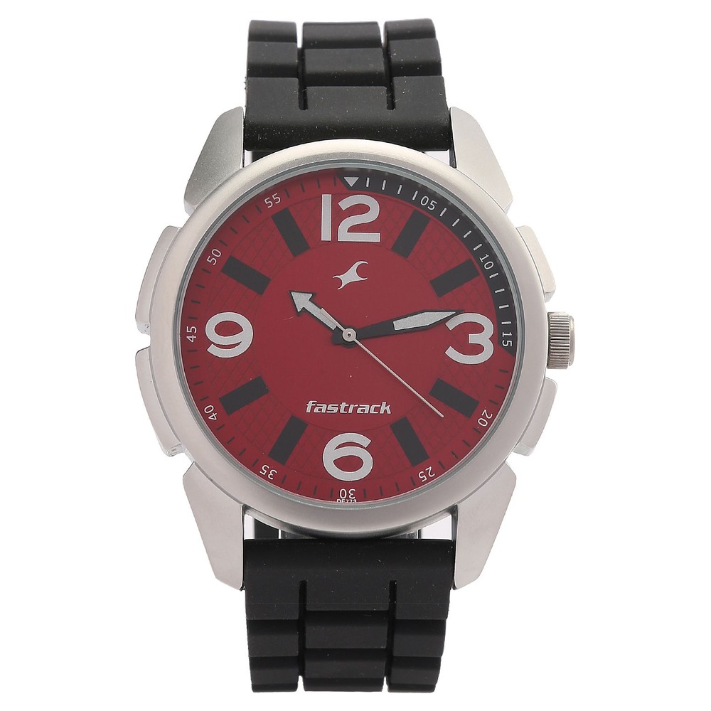 Buy Online Fastrack Quartz Analog Red Dial Silicone Strap Watch for ...