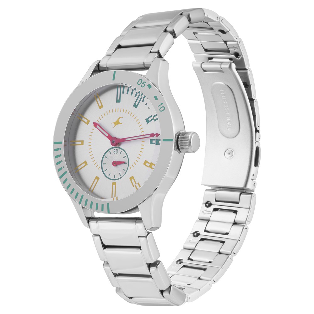 Buy Online Fastrack Silver Dial Quartz Analog Watch for Girls ...