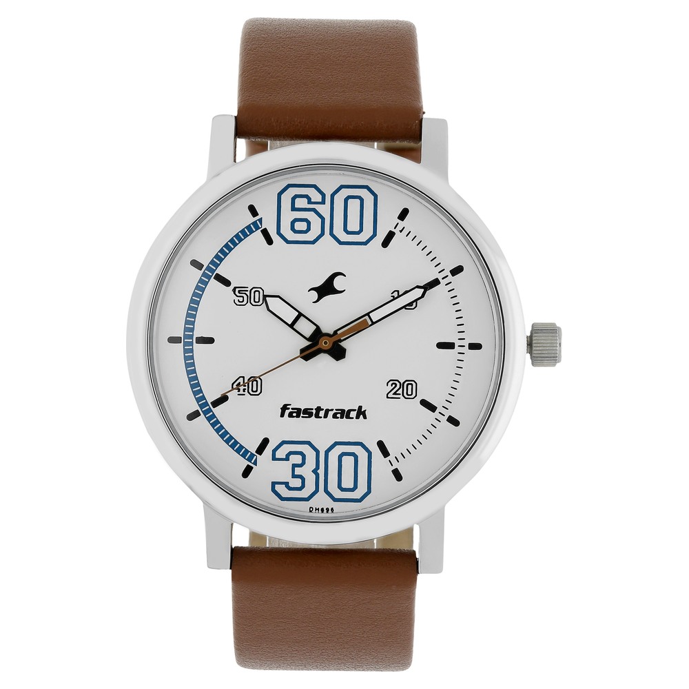 Buy Online Fastrack Fundamentals Quartz Analog White Dial Leather Strap ...
