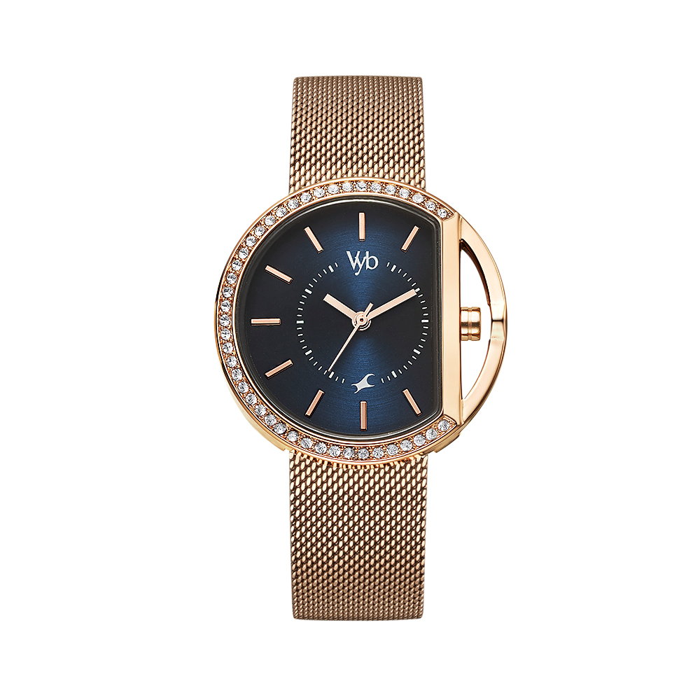 Buy Online Fastrack Vyb Showstopper Quartz Analog Blue Dial Stainless ...