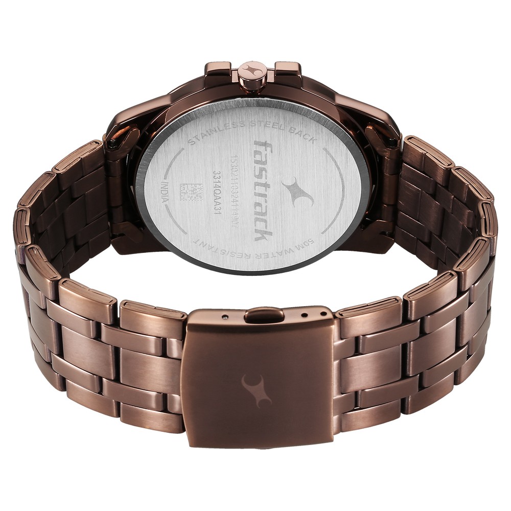 Buy Online Fastrack Pulse Quartz Analog Brown Dial With Brown Stainless ...