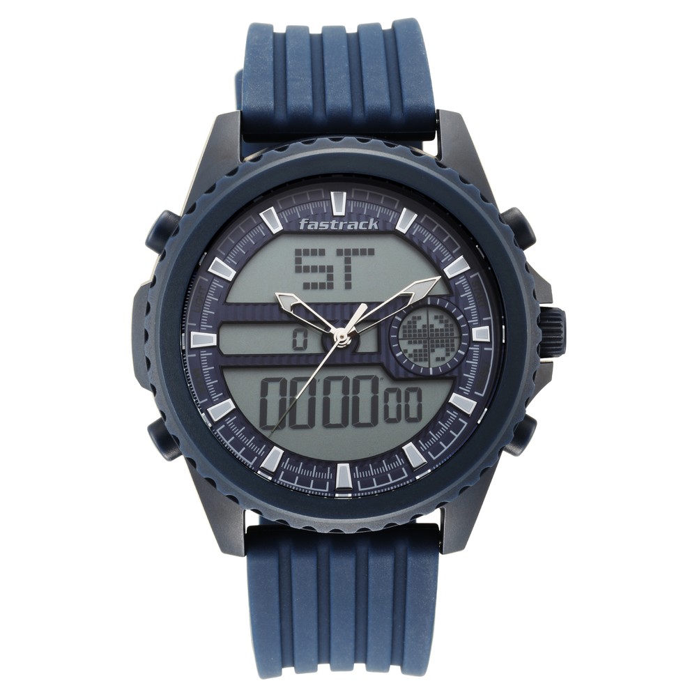 Buy Online Fastrack Streetwear Quartz Analog Digital Blue Dial PU Strap ...