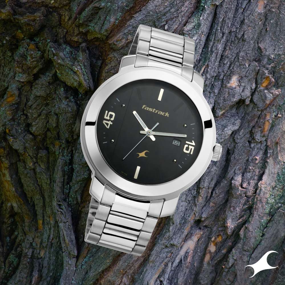 Buy Online Fastrack Bare Basics Quartz Analog with Date Black Dial ...