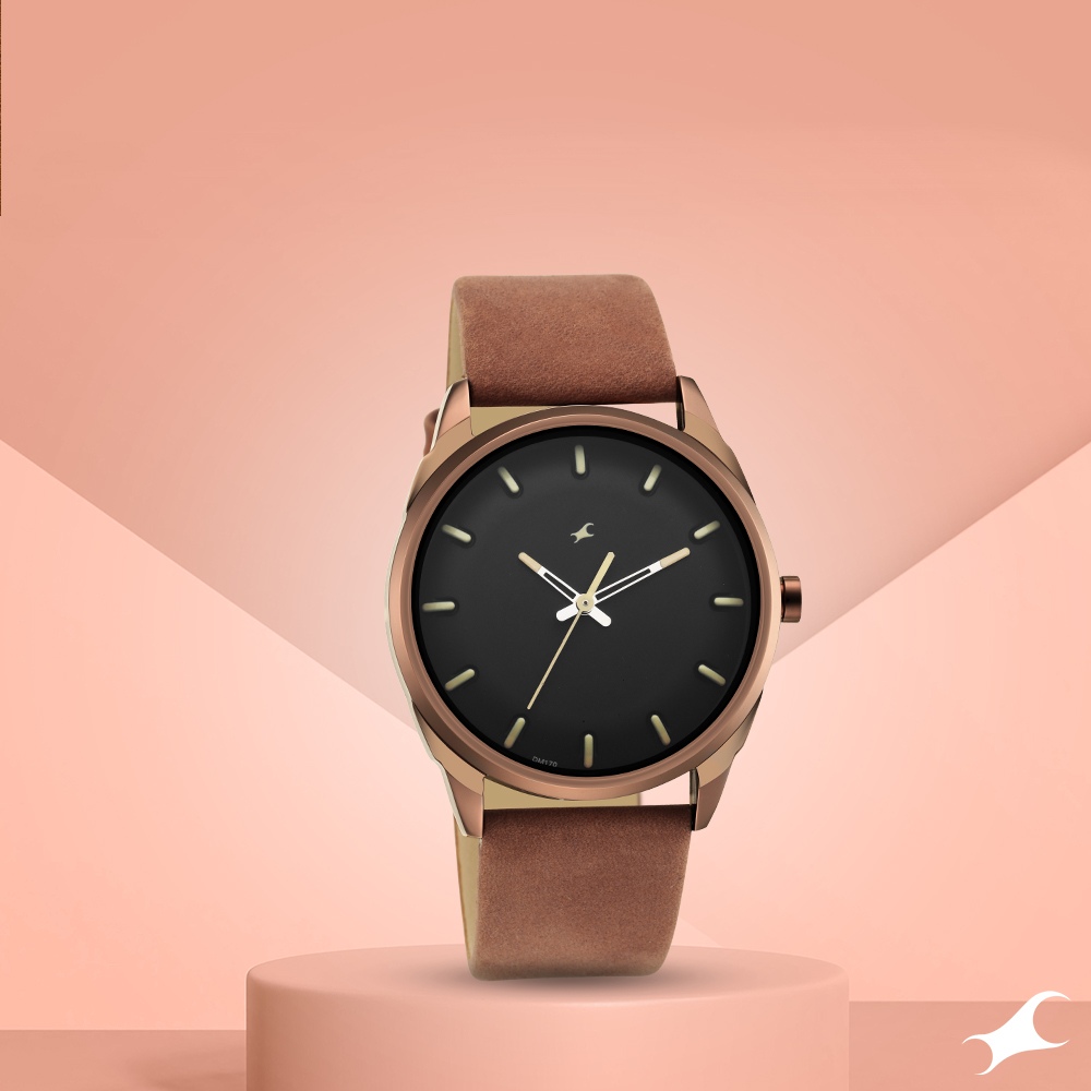 Buy Online Fastrack After Dark Black Dial Leather Strap Watch for Guys ...