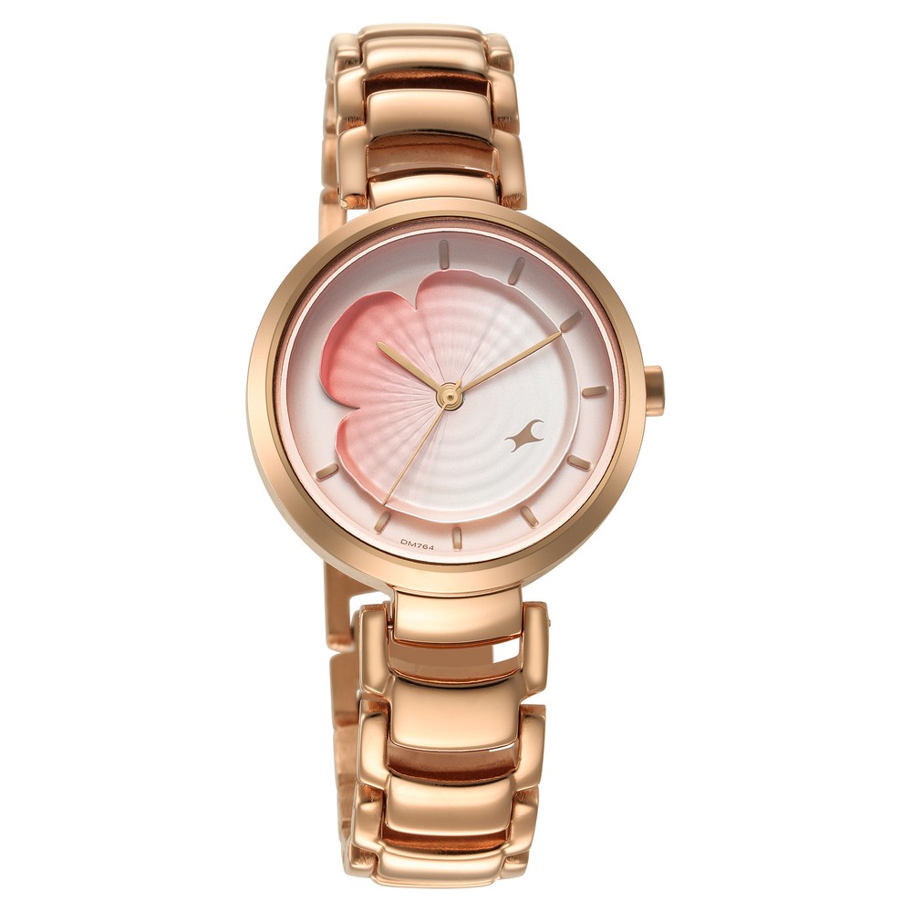 Buy Online Fastrack Uptown Retreat Quartz Analog Pink Dial Metal Strap ...