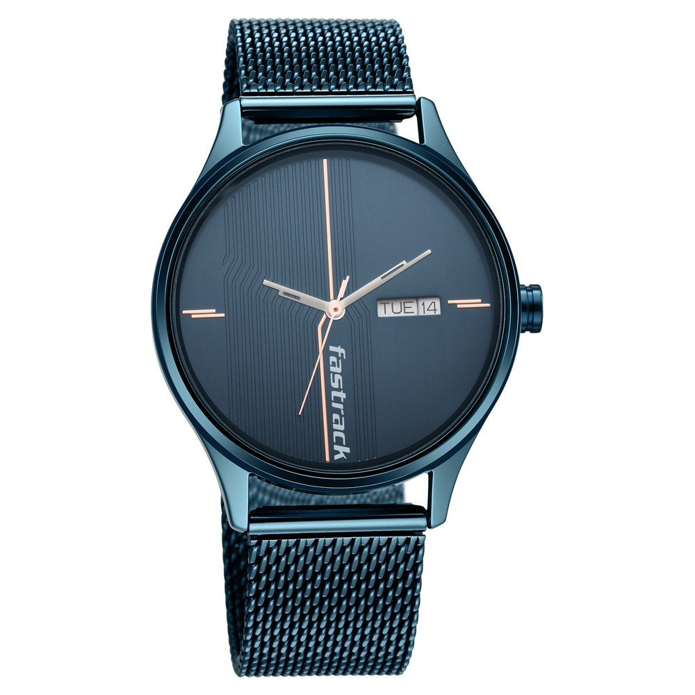 Buy Online Fastrack Style Up Quartz Analog with Day and Date Blue Dial ...