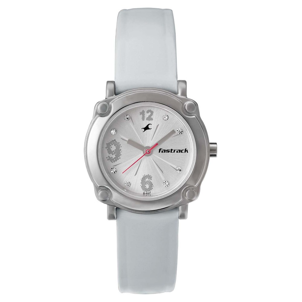 Buy Online Fastrack Quartz Analog Silver Dial Leather Strap Watch for ...