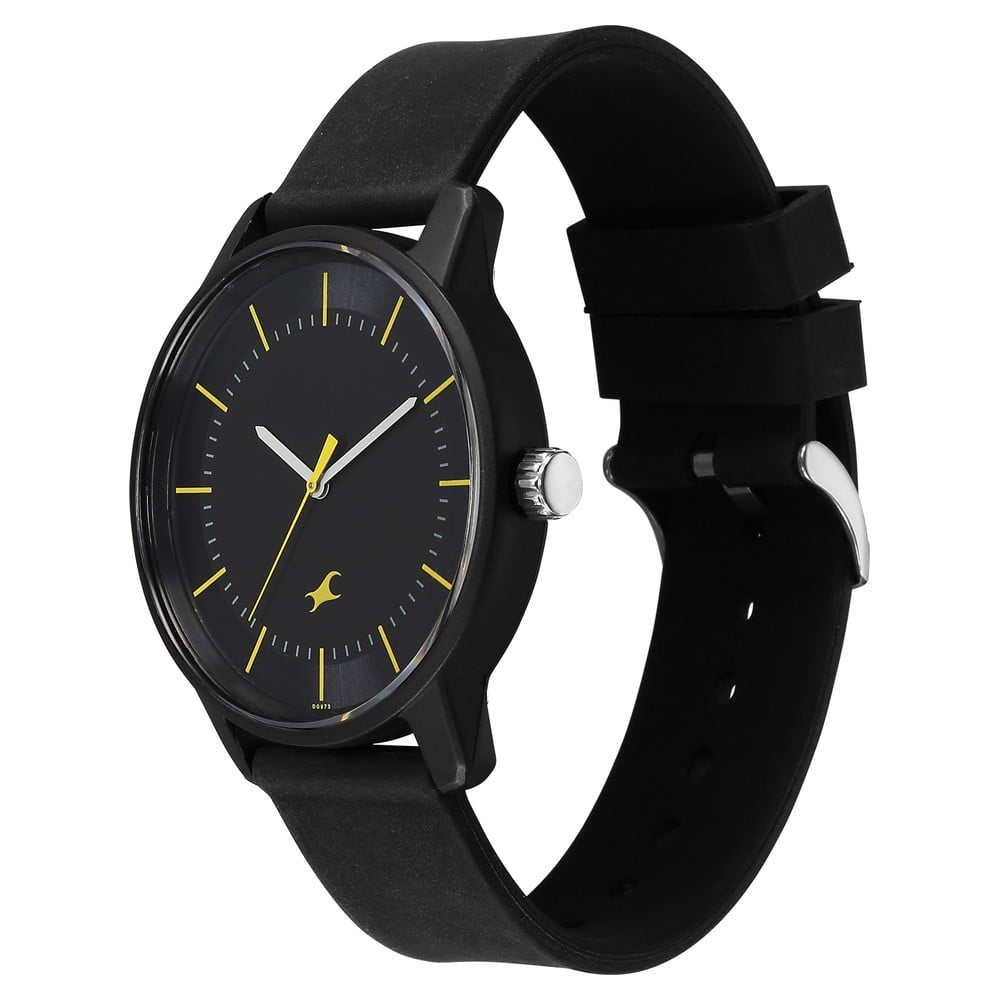 Buy Online Fastrack Tees Urbanique Quartz Analog Black Dial Silicone Strap watch For Guys ...