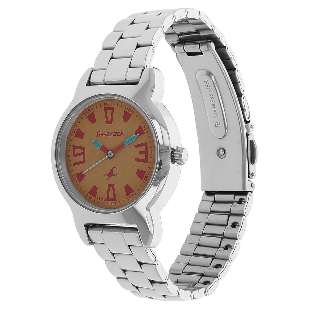 Buy Online Fastrack Quartz Analog Yellow Dial Stainless Steel Strap ...