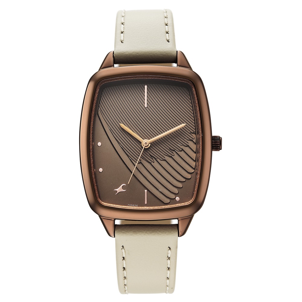 Buy Online Fastrack Wild Quartz Analog Brown Dial Beige Leather Strap ...