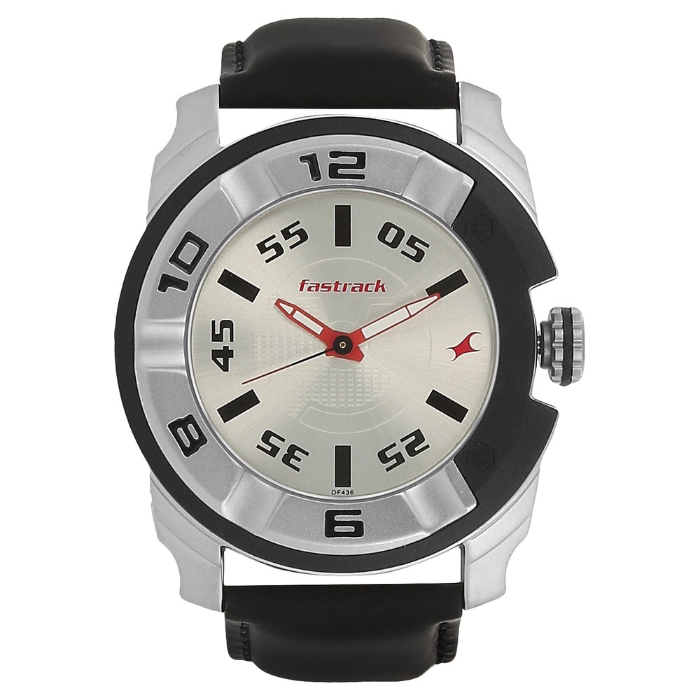Buy Online Fastrack Motorheads Quartz Analog Silver Dial Leather Strap ...