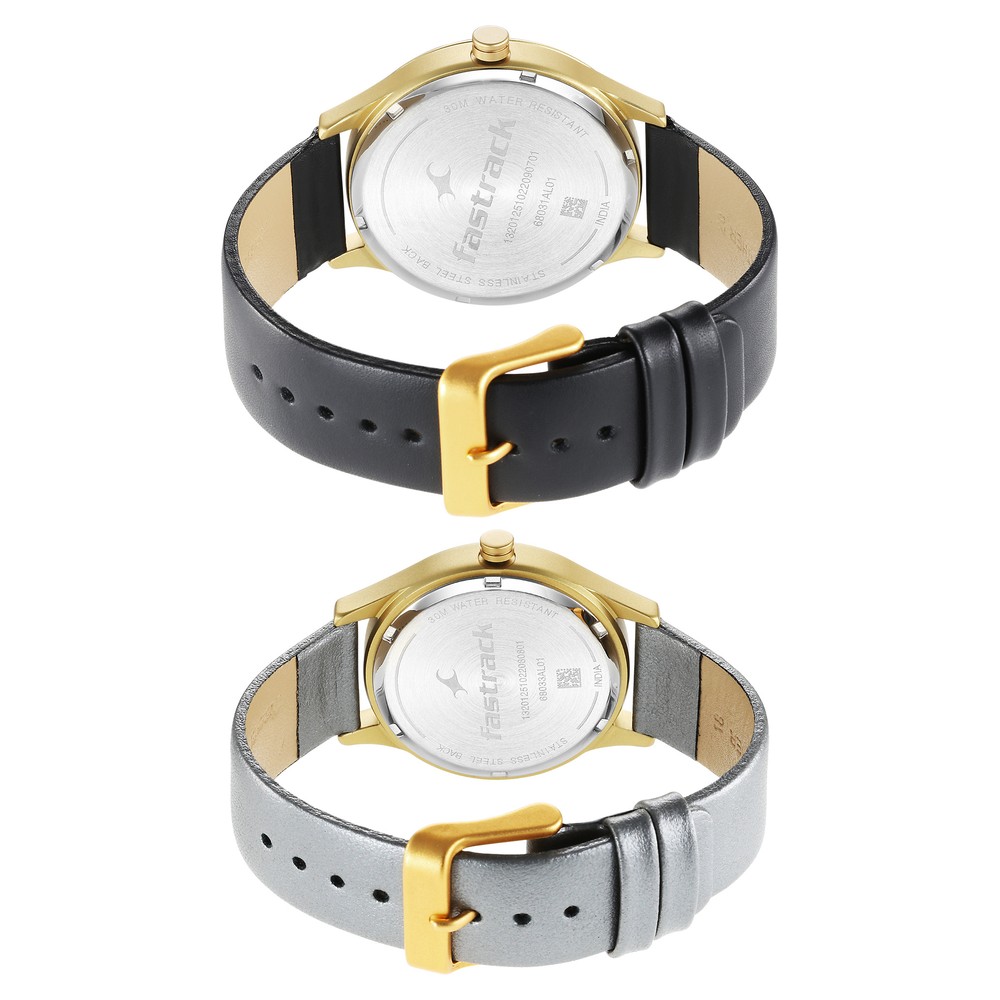 Buy Online Fastrack Mixmatched Couple Watches with Grey and Silver Dial ...