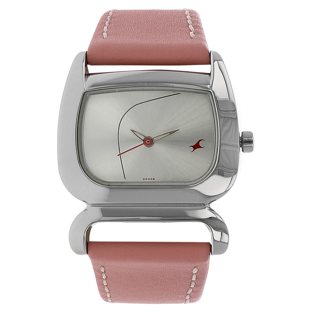 Buy Online Fastrack Quartz Analog Silver Dial Leather Strap Watch for ...